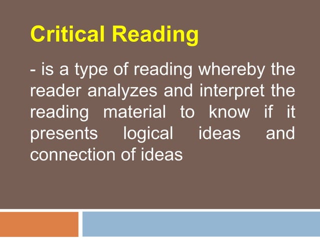 Reading_Lesson 6 Critical Reading as Looking for Ways of Thinking | PPTX