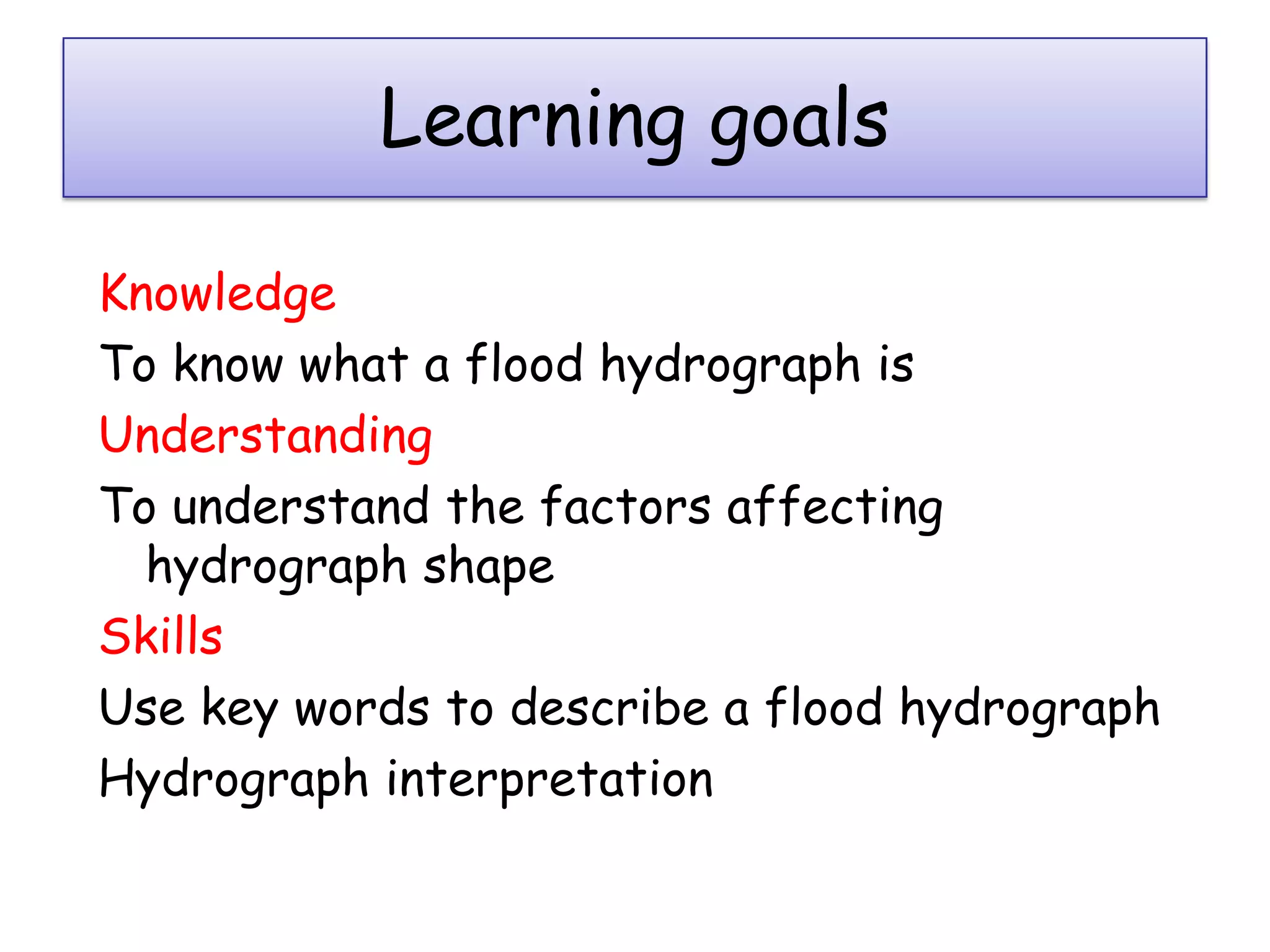 Lesson 6 factors affecting discharge (hydrographs) | PPTX