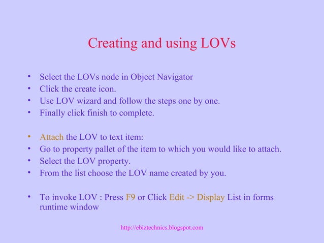 Oracle Forms Creation-List of Values (LOV) | PPT Oracle Forms Creation-List of Values (LOV) | PPT