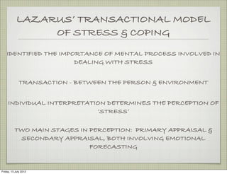Lesson 6 psycholcogical derterminants of the stress response | PPT