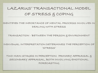 Lesson 6 psycholcogical derterminants of the stress response | PPT