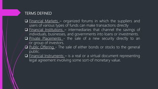 Lesson 6 role of financial institutions and markets | PPT