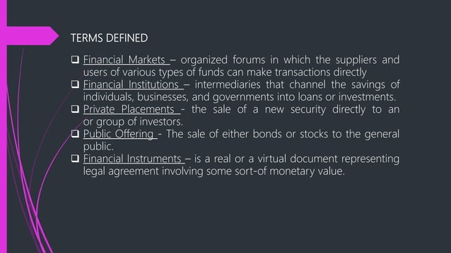 Lesson 6 role of financial institutions and markets | PPT