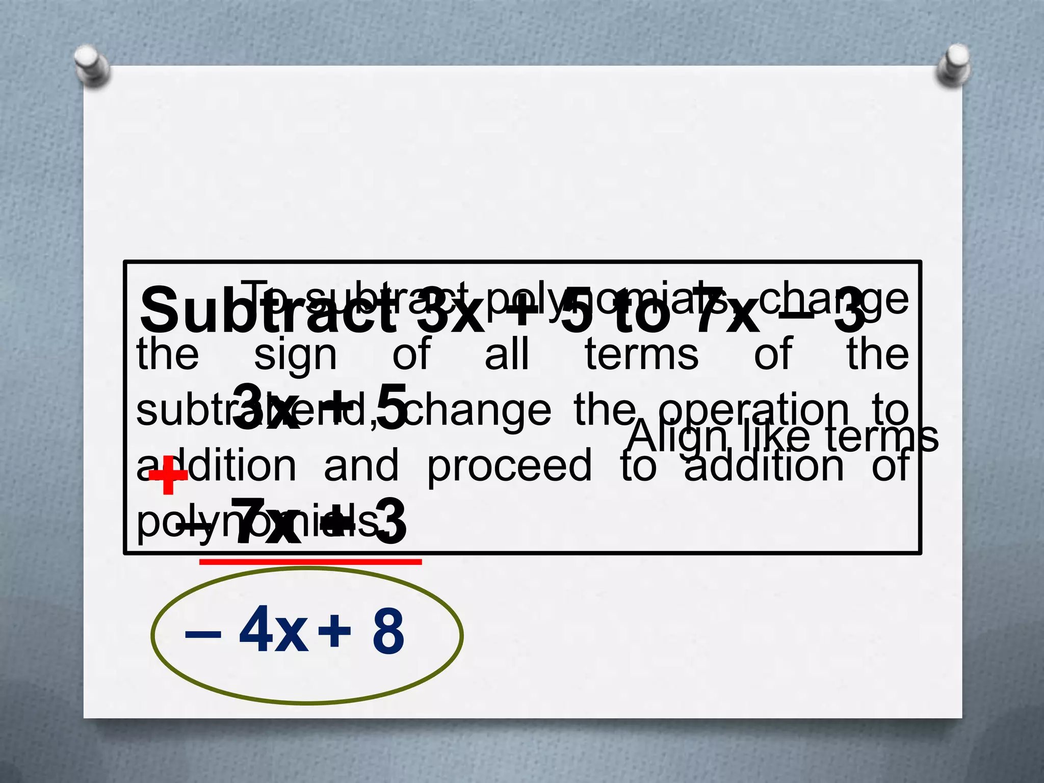 Lesson 6 subtraction of polynomials | PPSX