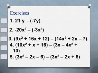 Lesson 6 subtraction of polynomials | PPT