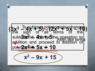Lesson 6 subtraction of polynomials | PPSX