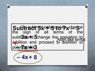 Lesson 6 subtraction of polynomials | PPSX