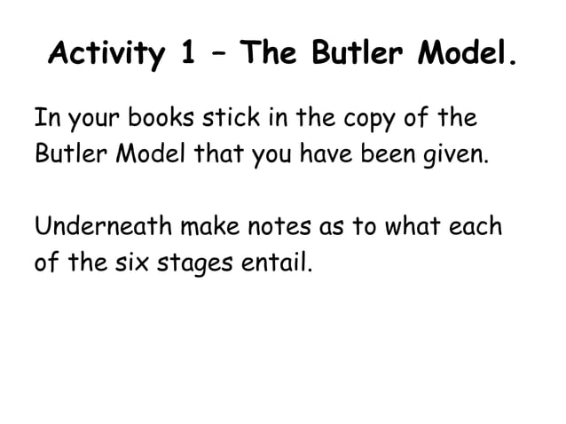 Lesson6 thebutlertouristresortcyclelifemodel | PPTX