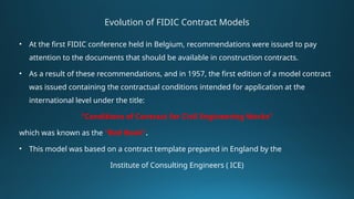 History of Fidic Type of Contract in Claims | PPTX