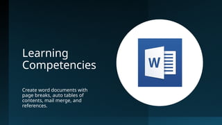 Grade 7 ICT: Word Processing Software (Mail Merge & Reference).pptx ...