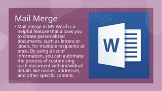 Grade 7 ICT: Word Processing Software (Mail Merge & Reference).pptx ...