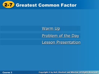 Greatest Common Factors | PPT