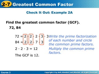 Greatest Common Factors | PPT