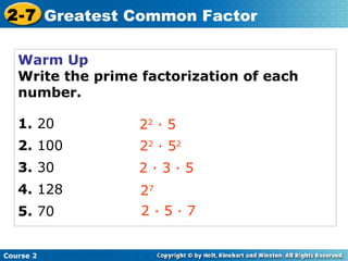 Greatest Common Factors | PPT