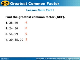 Greatest Common Factors | PPT