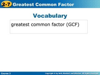 Greatest Common Factors | PPT