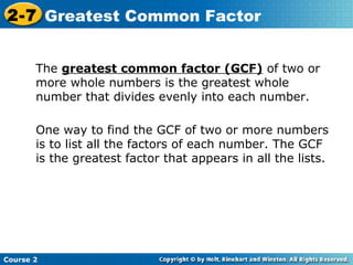 Greatest Common Factors | PPT