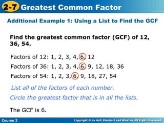 Greatest Common Factors | PPT