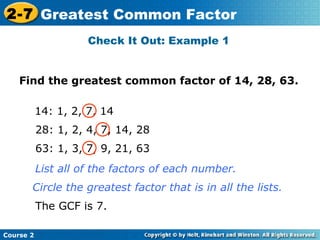 Greatest Common Factor Example