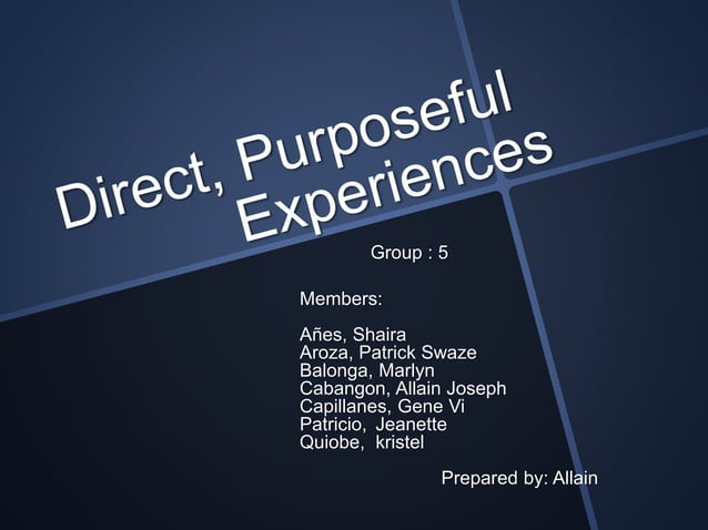 Direct, Purposeful Experiences (EdTech) | PPTX | Primary Education ...