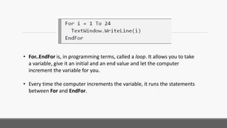 Small Basic - Branching and Loop | PPTX
