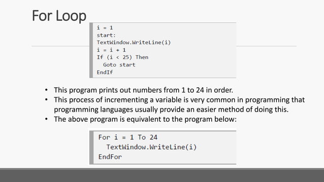 Small Basic - Branching and Loop | PPTX | Programming Languages | Computing