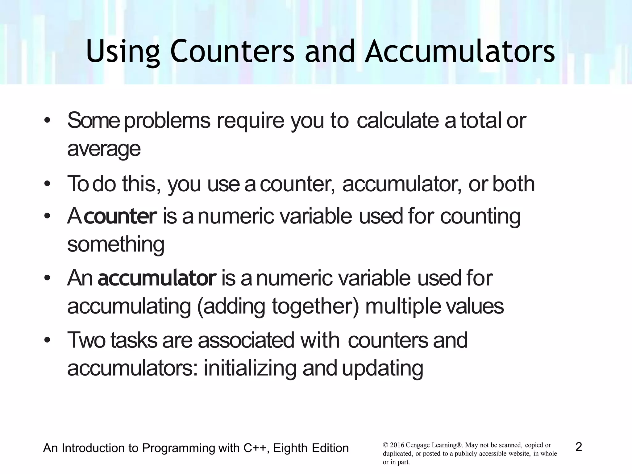 Lesson 7.2 using counters and accumulators | PDF