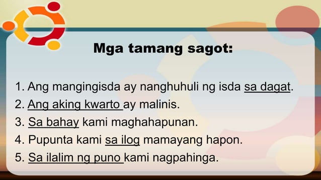 MGA SALITANG NAGSASAAD NG LUGAR | PPTX