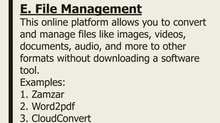 EmpTech Lesson 7 - Online Creation Tools, Platforms, and Applications for ICT Content ...