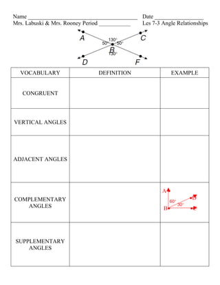 Geometry Angles Relationships