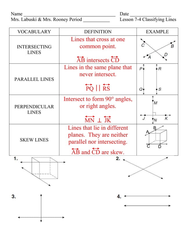 Lesson 7 4 Classifying Lines Doc