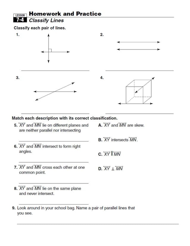 Lesson 7 4 Classifying Lines Doc