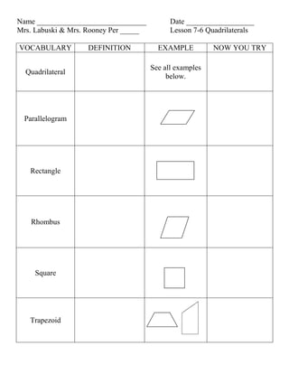 Lesson 7 6 quadrilaterals | PDF