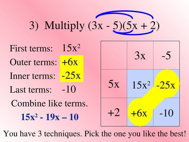 Lesson 7-7FOILPPT.ppt multiply polynomials | PPT