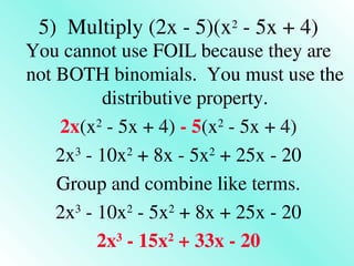 Lesson 7-7FOILPPT.ppt multiply polynomials | PPT