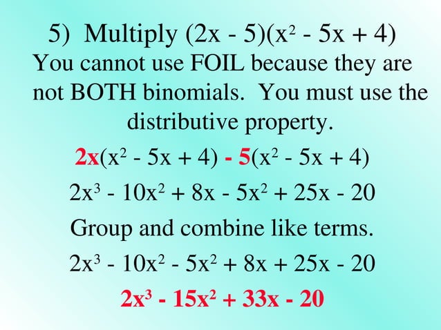 Lesson 7-7FOILPPT.ppt multiply polynomials | PPT