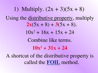 Lesson 7-7FOILPPT.ppt multiply polynomials | PPT