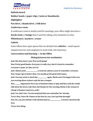 Lesson 7 - Sentences use around the office in English | PDF
