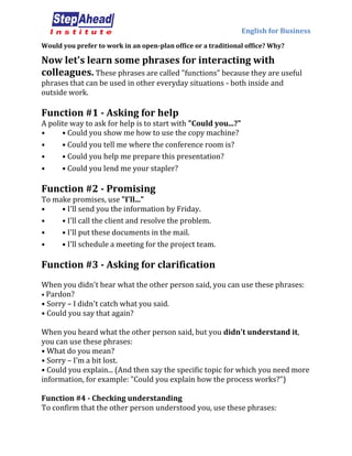 Lesson 7 - Sentences use around the office in English | PDF