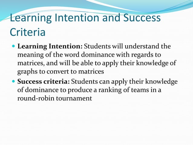 Lesson 7 dominance matrices | PPTX