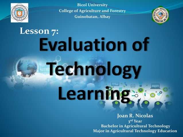 Lesson 7 -Evaluation of Technology Learning | PPTX