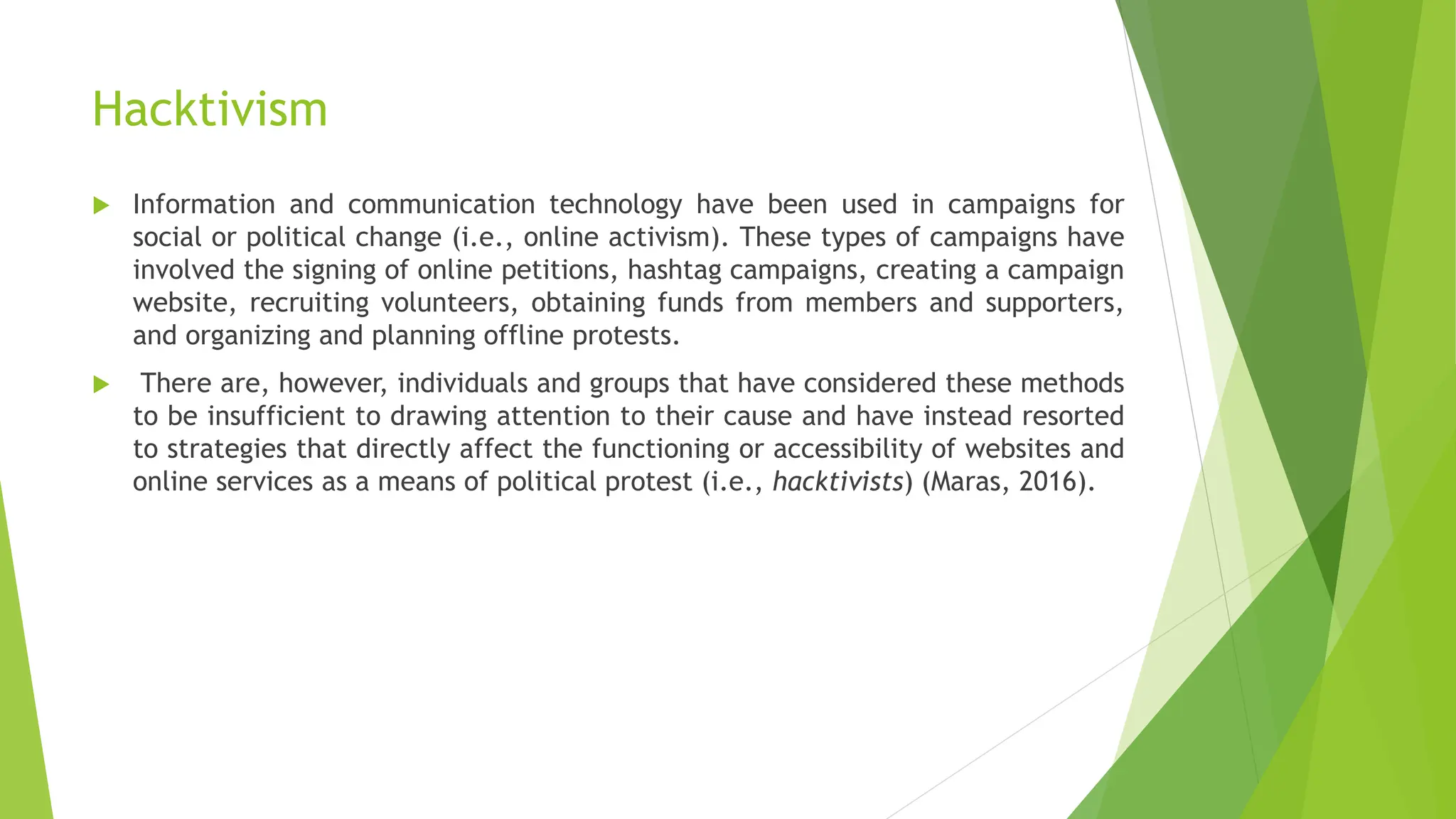 Lesson7-Hacktivism, Terrorism, Espionage, Disinformation Campaigns and ...