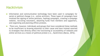 Lesson7-Hacktivism, Terrorism, Espionage, Disinformation Campaigns and ...