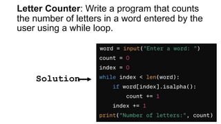 loops in Python with examples and different problems | PPTX ...