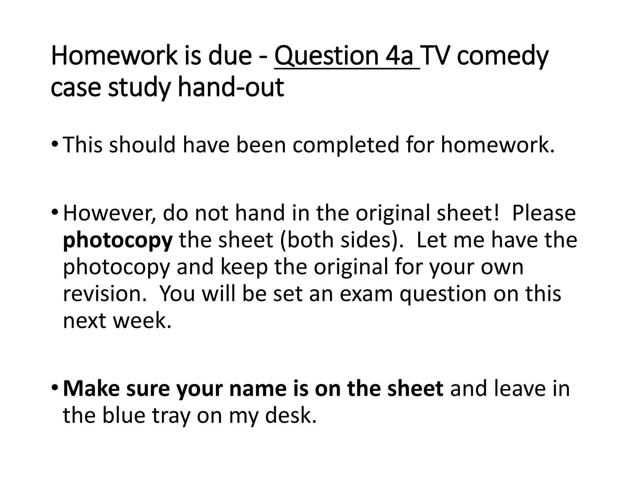 Lesson 7 - TV Comedy - Question 4b case study | PPTX