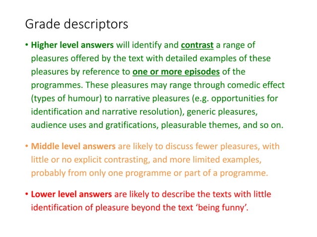 Lesson 7 - TV Comedy - Question 4b case study | PPTX | Educational Assessment | Education