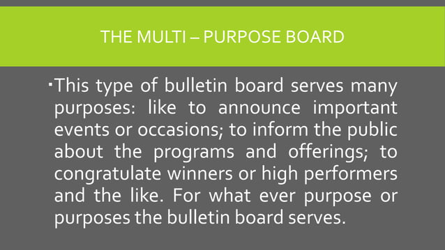 Lesson 7 the bulletin board display & the multi-purpose board | PPTX ...