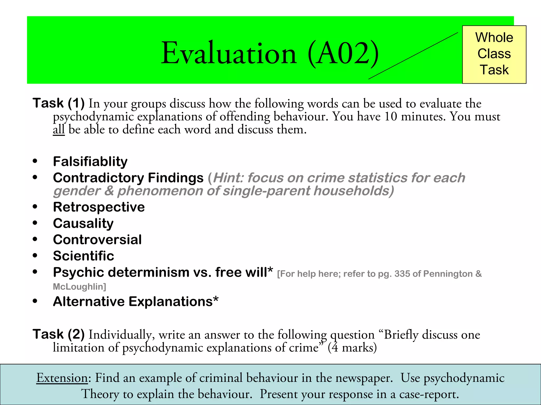 Lesson 7 theories of offending psychodynamic | PPT
