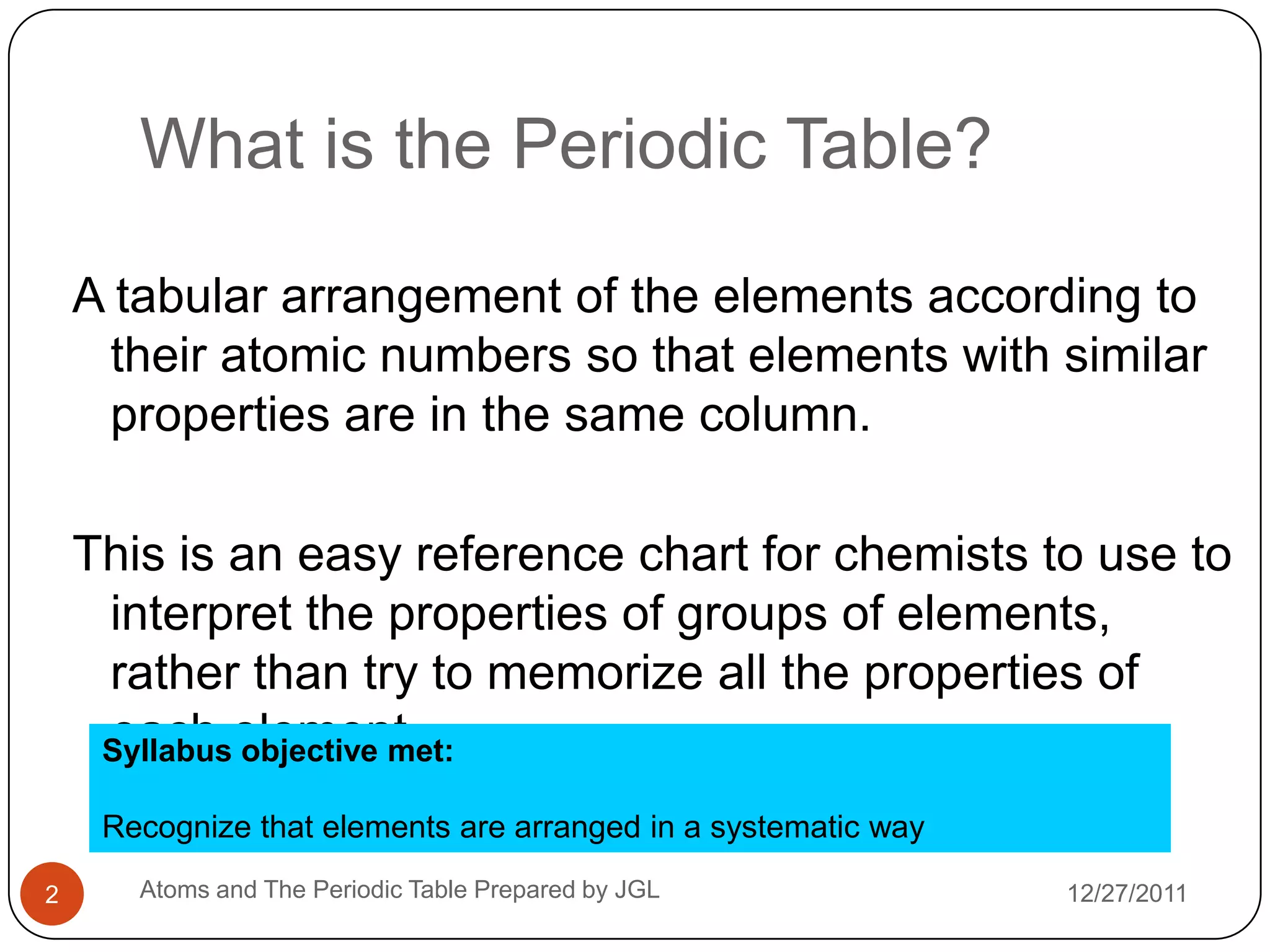 A brief introduction to the Periodic Table | PPSX