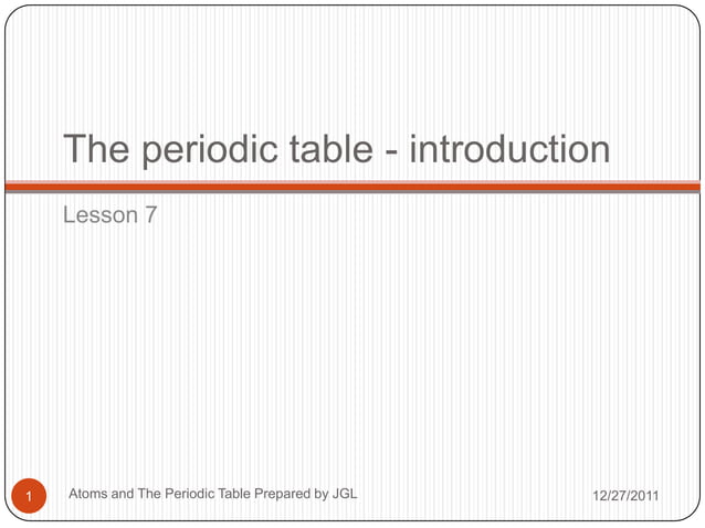 A brief introduction to the Periodic Table | PPSX | Chemistry | Science